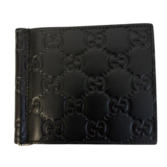 Gucci | Accessories | Gucci Gg Shima Leather Money Clip Compact Wallet ...